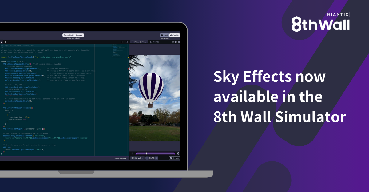 Build Sky Effects faster with the updated 8th Wall Simulator | 8th Wall